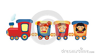 Children Riding Train On White Background Stock Photography - Image ...