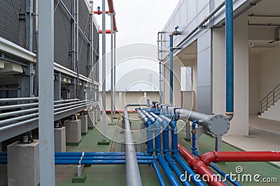 Chiller Tower Or Cooling Tower On Rooftop Of A Office Building. System ...