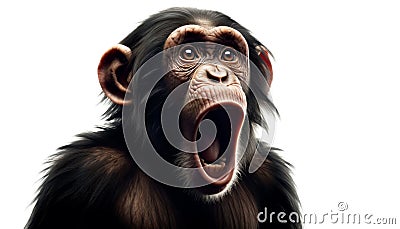 Chimpanzee With A Scared Expression And Open Mouth Stock Photography ...