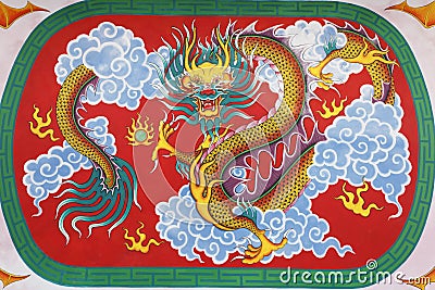 Chinese Dragon At Ceiling In Chinese Temple Stock Photo | CartoonDealer ...