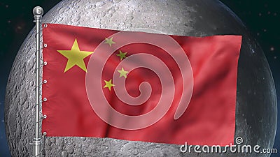 Chinese Flag on the Moon. China Space Research Concept. Stock Video ...