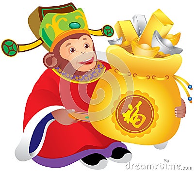 Chinese Monkey God Of Prosperity Cartoon Vector | CartoonDealer.com ...
