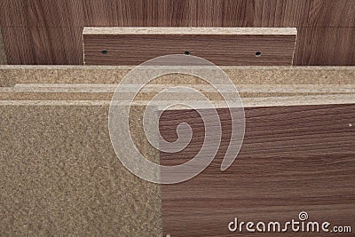 Chipboard Kit For Diy Wooden Construction With Walnut Texture Stock ...