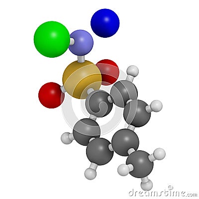 Chloramine-T (tosylchloramide) Disinfectant Molecule. 3D Rendering ...