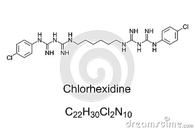 Chlorhexidine, CHG, Skeletal Formula And Structure Cartoon Vector ...
