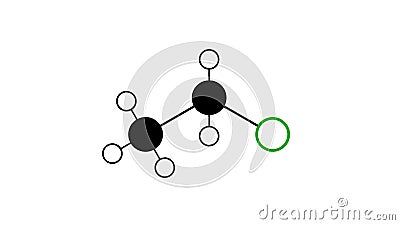 Chloroethane Molecule, Structural Chemical Formula, Ball-and-stick ...