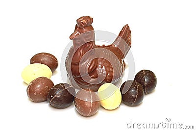 Chocolate Chicken And Easter Eggs Stock Photography - Image: 13418002