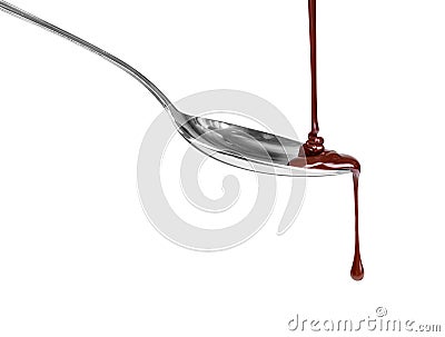 Chocolate Dripping From A Spoon, Isolated On White Background Stock ...