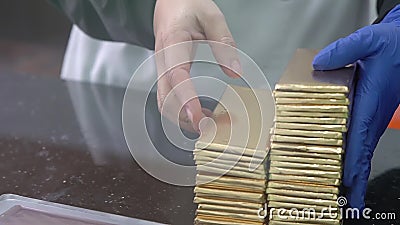 Chocolate-making Factory. Process of Packaging Chocolate on Factory ...