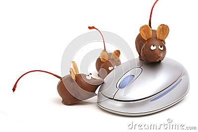 Chocolate Mice On A Mouse Angle Royalty Free Stock Photo - Image: 6229585