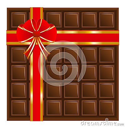 Chocolate With A Red Ribbon, Background For A Design Vector ...