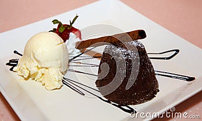Chocolate Souffle With Vanilla Ice-Cream Royalty Free Stock Photos ...