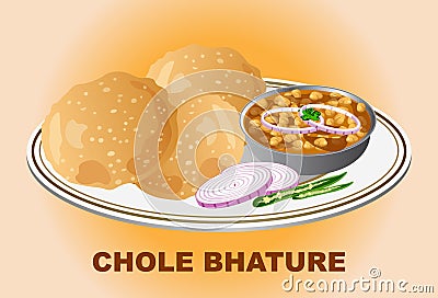Chole Bhature Or Chick Pea Curry And Fried Puri. Cartoon Vector ...