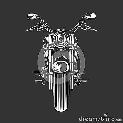 Chopper Motorcycle Front View Isolated On Black Background Vector ...
