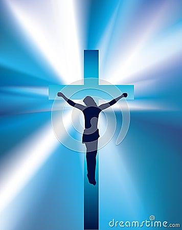 Christ On Cross Light Beam Background Vector Illustration ...