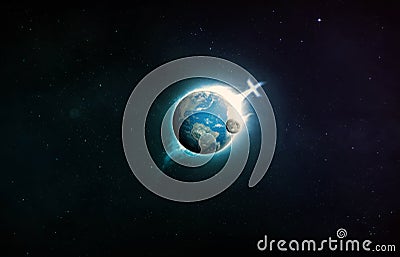 Christian Cross On Planet Earth. Stock Photography - Image: 31148832