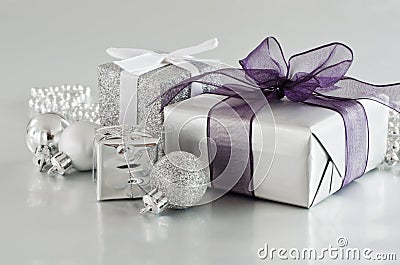 Christmas Gifts In Silver Stock Images - Image: 22077684