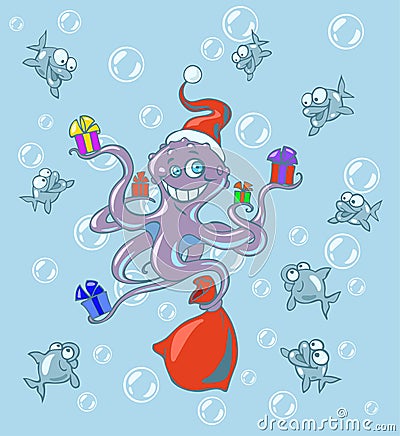 Christmas Octopus Royalty Free Stock Image - Image: 17316356