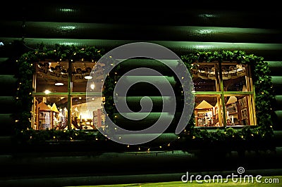Christmas windows night decoration - Stock Image - Everypixel