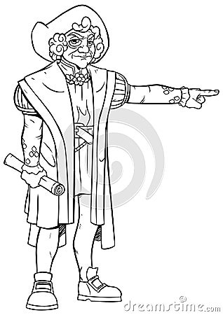 Christopher Columbus Line Art Vector Illustration | CartoonDealer.com ...