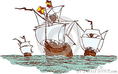 Christopher Columbus Ships Stock Vector - Image: 40476179