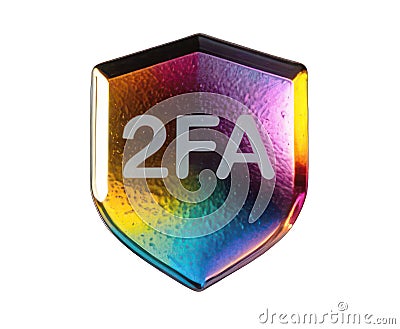 Chrome Holographic 3D Icon, Neon Shield With The Inscription 2FA, Two ...