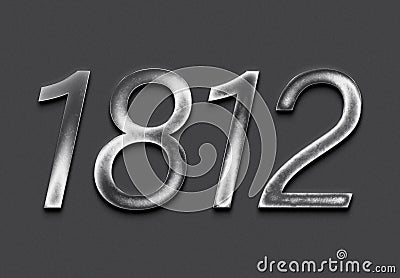 Chrome Metal 3D Number Design Of 1812 On Grey Background. Royalty-Free ...
