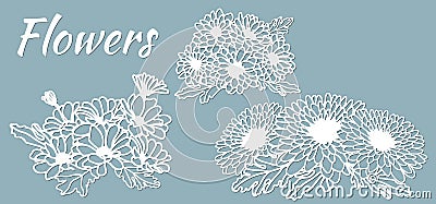 Chrysanthemums. Set Template For Laser Cutting And Plotter. Flowers ...