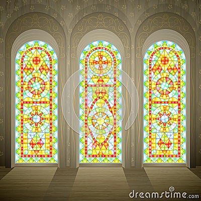 Church Gothic Stained Glass Windows Cartoon Vector | CartoonDealer.com ...