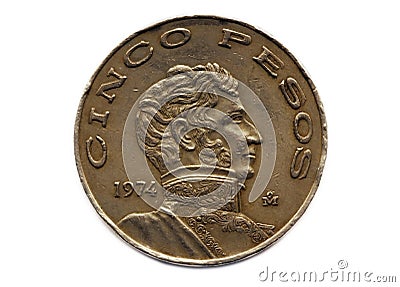 Cinco Pesos Coin Stock Photo - Image: 9088920