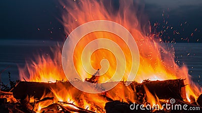 Cinemagraph of a Campfire at Twilight on the Beach Stock Video - Video ...