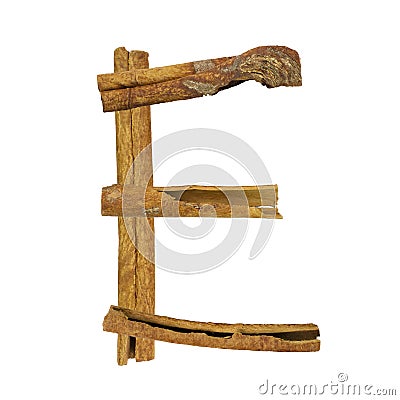 Cinnamon Font. Letter E Is Made From Pieces Of Cinnamon On White ...