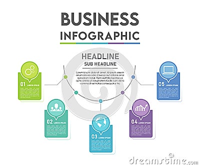 Circle Chart Infographic Template With 5 Options For Presentations ...