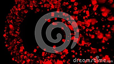 Circle of Many Colored Red Particles that Flying into the Sides on ...