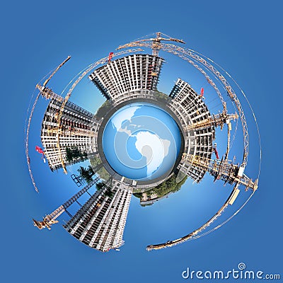 Circle Panorama Of Building On Globe Royalty Free Stock Photography ...