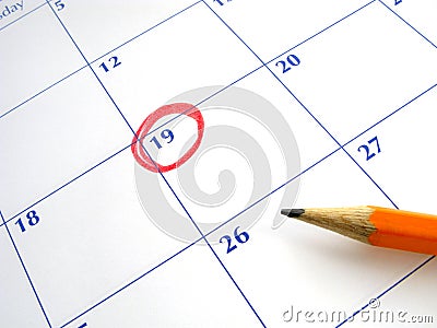 Circled Date On A Calendar. Royalty Free Stock Photos - Image: 7481708