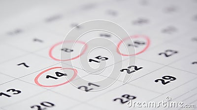 Circles Appearing on Dates in Calendar Stock Video - Video of agenda ...