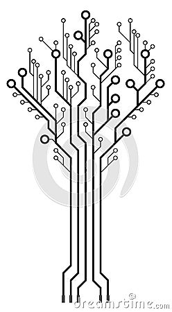 Circuit Board In The Shape Of The Tree. Stock Vector - Image: 78516179