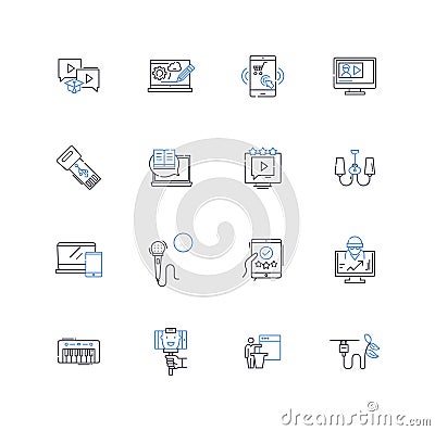 Circuitry Line Icons Collection. Conductivity, Compnts, Resistor ...