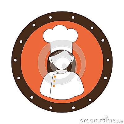 Circular Border Silhouette Woman Chef Cartoon Vector | CartoonDealer ...