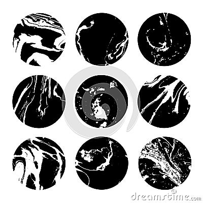 Circular Design Elements. Set Collection Texture Suminagashi. Imprint ...