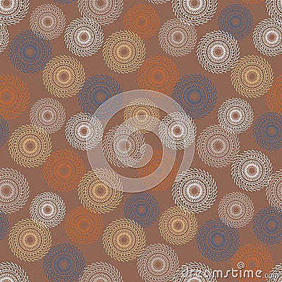 Circular Design Pattern Seamless Texture On A Brown Background Cartoon ...