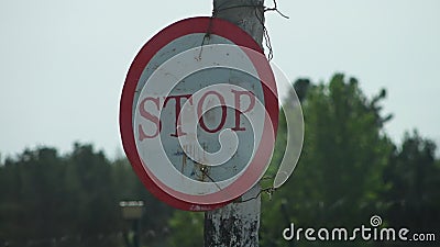 Circular Stop Sign stock video. Video of vehicle, wire - 144773747