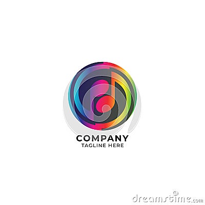 Circular Thunder Musical Note Logo Design Template. Yinyang Logo ...