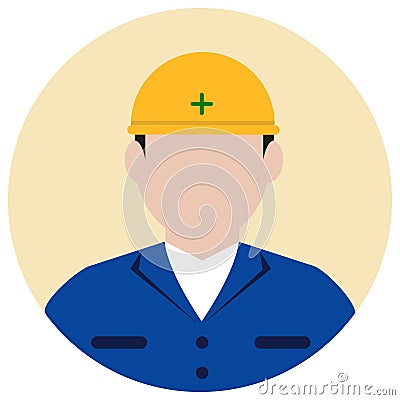 Circular Worker Avatar Icon Illustration Upper Body / Blue Collar ...