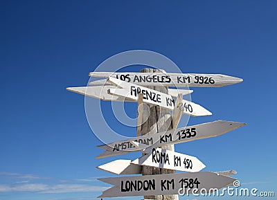 Cities Distance Arrow Signs Stock Photo - Image: 46171804