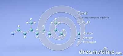 Citral Molecule, Molecular Structures, Acyclic Monoterpene Aldehyde, 3d ...