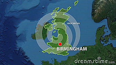 The City of Birmingham in the United Kingdom on the Map Stock Footage ...