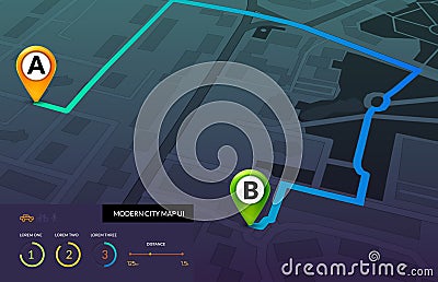 City Map Navigation Infographic. Modern Vector Interface Of Street Map ...