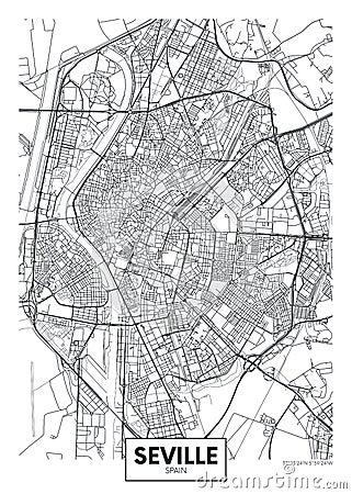 City Map Seville, Travel Vector Poster Design | CartoonDealer.com ...
